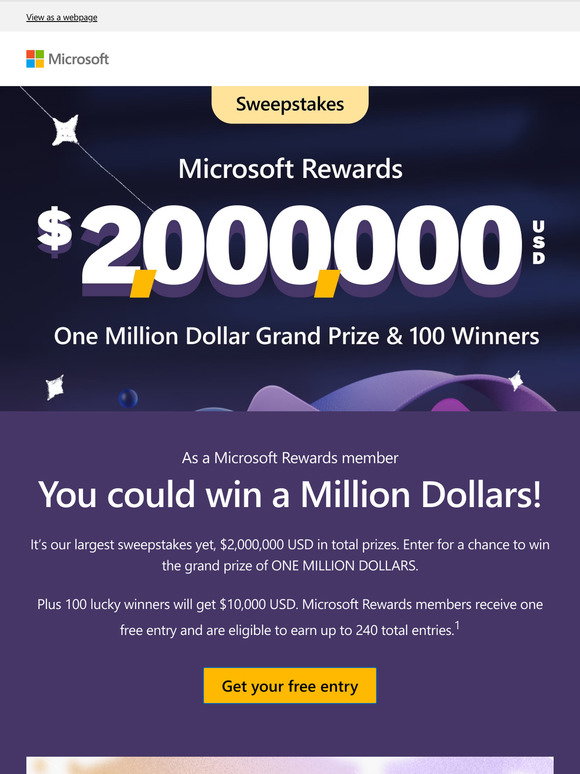 Microsoft: Win 1 Million USD from Microsoft Rewards—claim your free ...