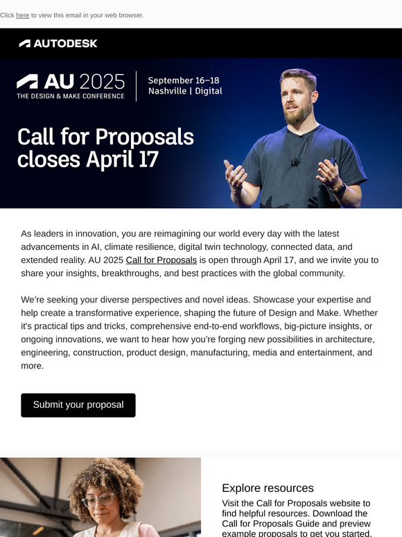 Autodesk: AU 2025 Call for Proposals closes soon—submit today! | Milled