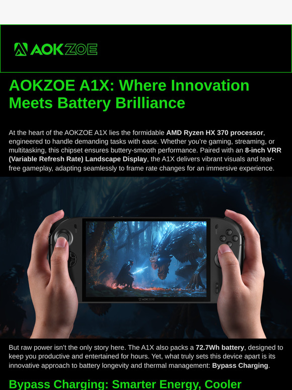 Aokzoe: AOKZOE A1X: Gaming, Redefined—Power That Lasts | Milled