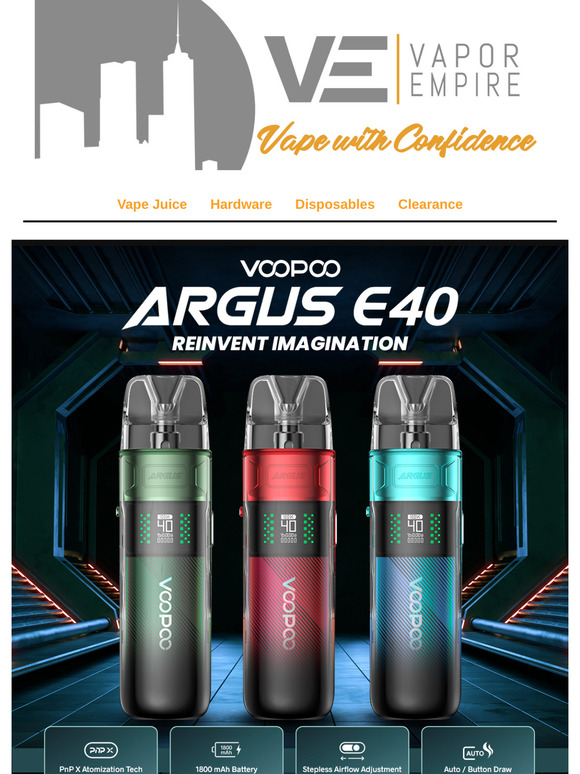 Vapor Empire: ⚡Try now the Voopoo Argus E40 Pod ⚡ | Milled