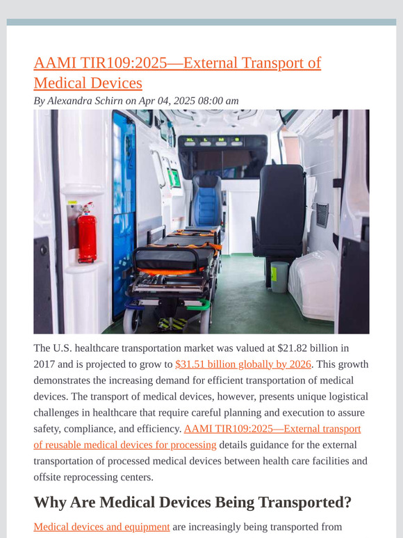 ANSI: New from the ANSI Blog: AAMI TIR109:2025—External Transport of ...