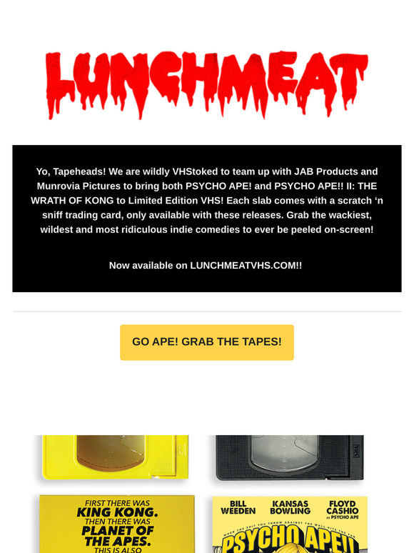 Lunchmeat VHS: PSYCHO APE! + PSYCHO APE 2 ON VHS! | Milled