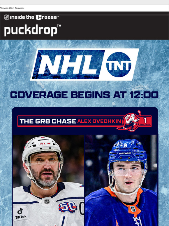 NHL: Don't miss today's NHL on TNT tripleheader! Watch Alex Ovechkin ...