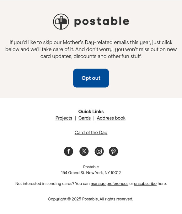Postable: Want to skip Mother’s Day emails? | Milled