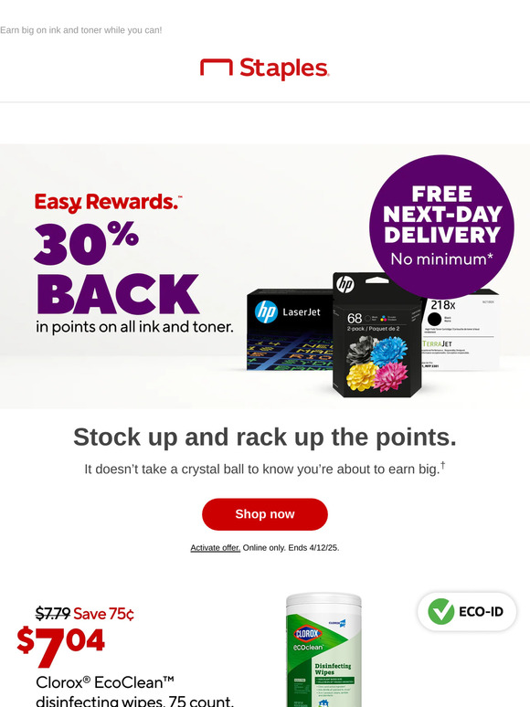 Staples: 30% BACK 🔮 We see lots of points in your future… | Milled