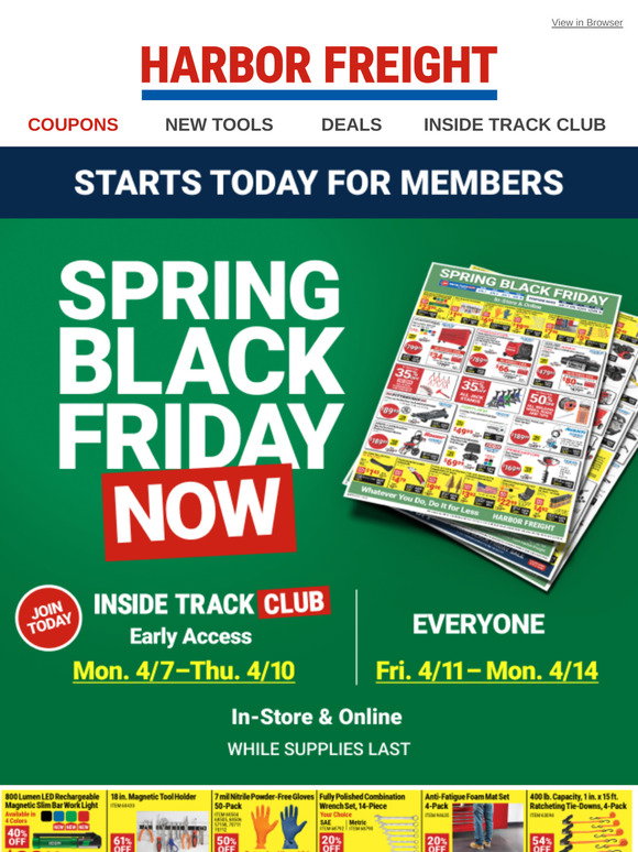 Harbor Freight: OUR SPRING BLACK FRIDAY SALE Starts Now for Members ...