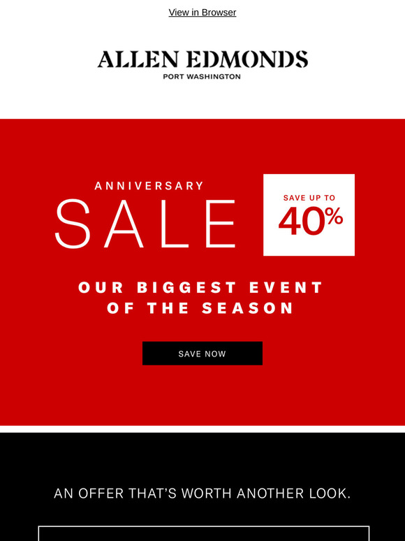 Allen Edmonds Email Newsletters: Shop Sales, Discounts, and Coupon Codes