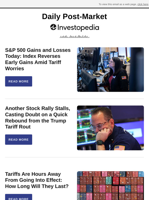 Investopedia: S&P 500 Gains and Losses Today: Index Reverses Early Gains Amid Tariff Worries ...