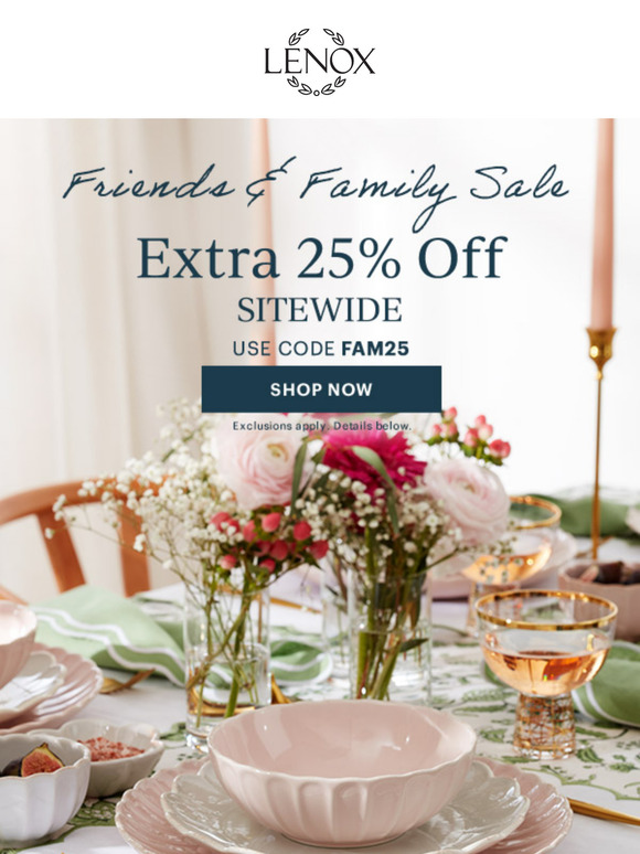 Lenox: Hey, Friend! Take 25% Off! | Milled