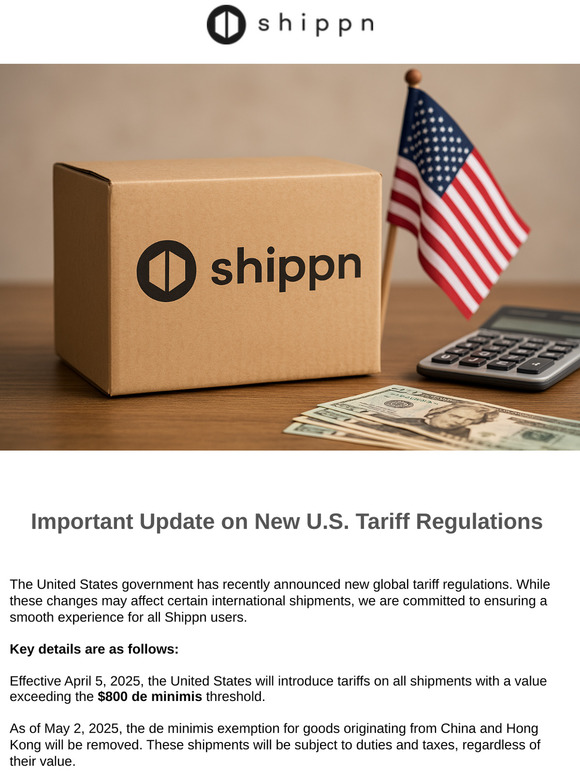 Shippn: Important Update on New U.S. Tariff Regulations | Milled