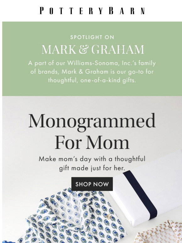 Pottery Barn: Monogrammed gifts for mom from Mark & Graham | Milled