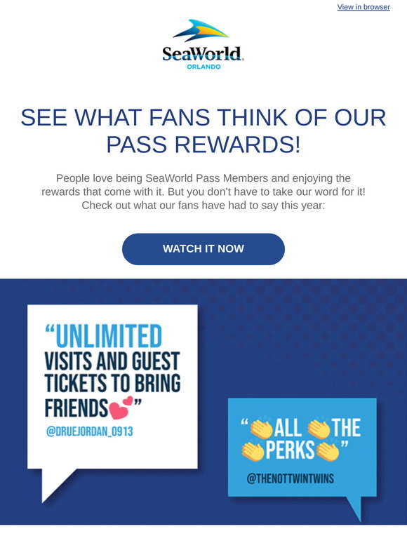 SeaWorld: Pass Members Will Tell You: Now’s the Time! | Milled