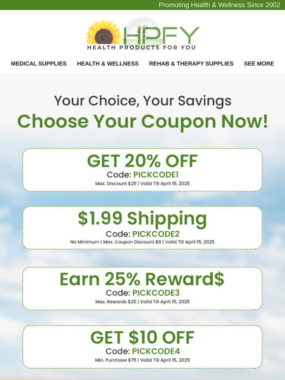 Health Products For You: Pick Your Perfect Discount – Limited-Time ...