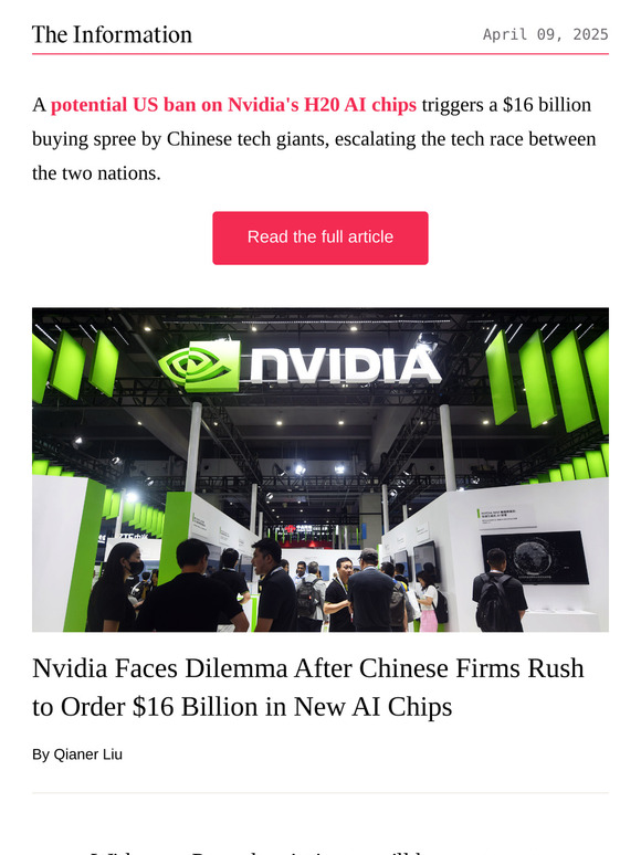 The Information: US-China Tech Clash: Nvidia Caught in the Crossfire ...