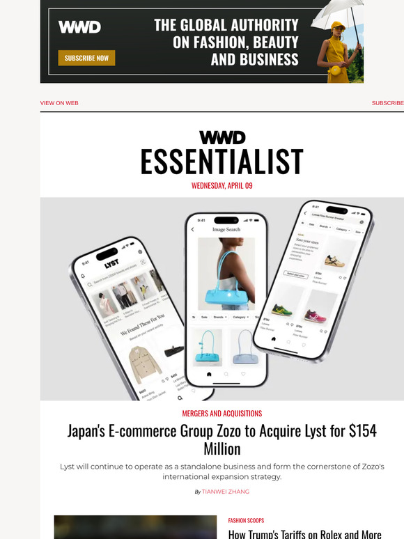Women's Wear Daily: Lyst to be Acquired by Zozo; Rolex Sees Increased Demand in Pre-Owned ...