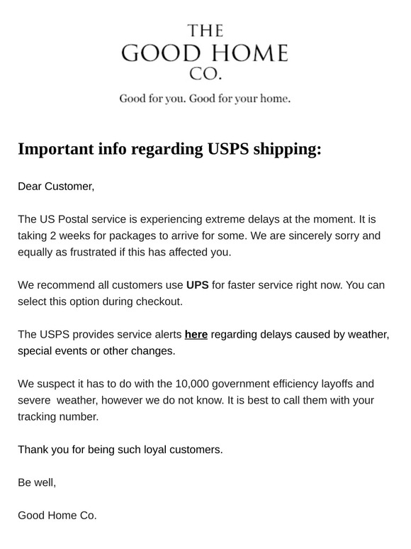 The Good Home Company: Get Your Package On Time 📦 | Milled