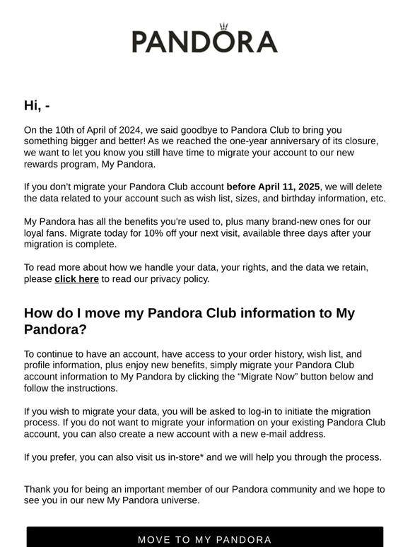 Pandora Email Newsletters: Shop Sales, Discounts, and Coupon Codes