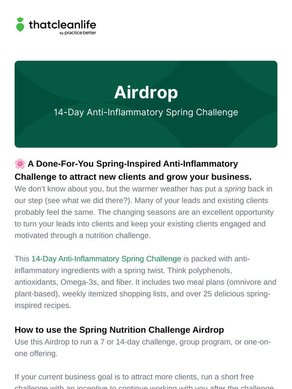 That Clean Life: Airdrop: 14-Day Anti-Inflammatory Spring Challenge 🌸 ...