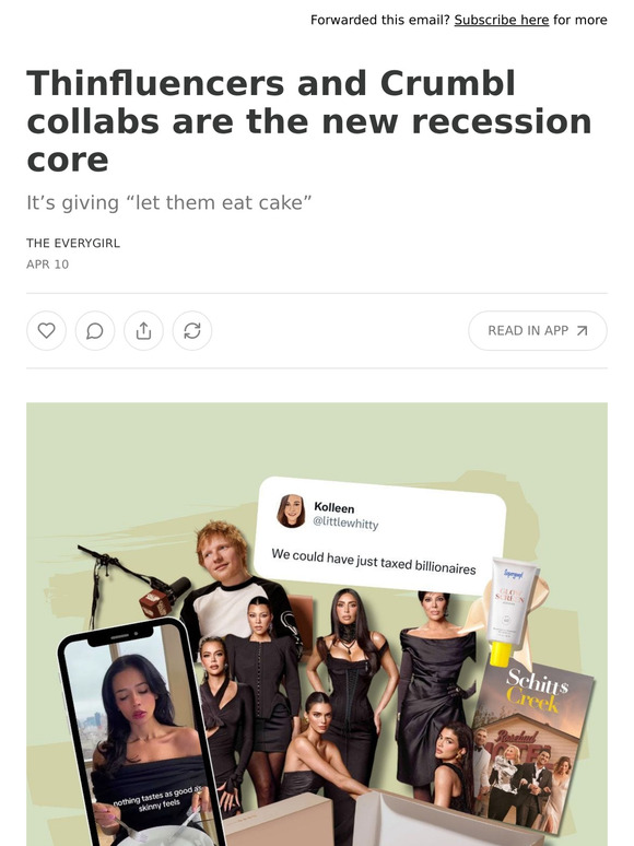 The Everygirl: Thinfluencers and Crumbl collabs are the new recession ...