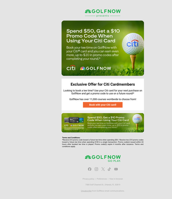 GolfNow: Use your Citi card to book your next tee time on GolfNow! | Milled