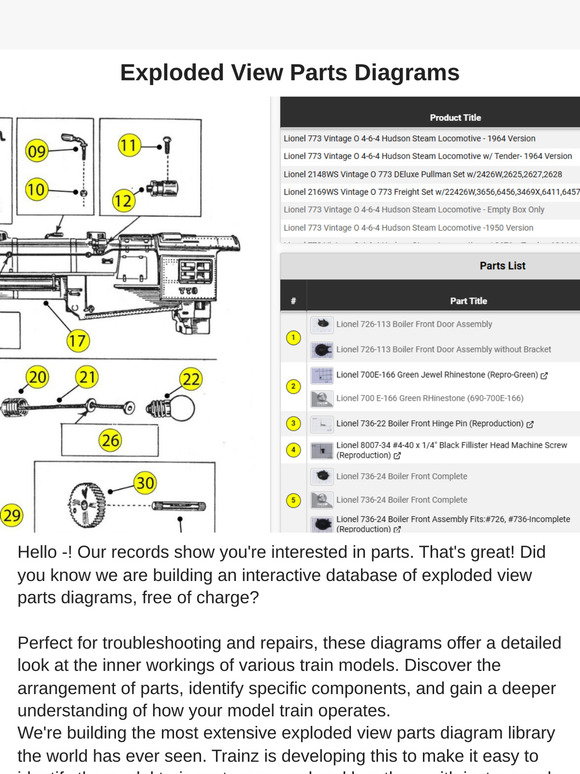 Trainz: Exploded view parts diagrams! | Milled