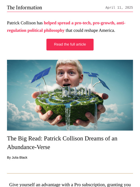 The Information: Patrick Collison Wants to Reshape America | Milled
