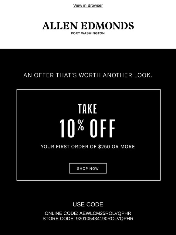 Allen Edmonds Email Newsletters: Shop Sales, Discounts, and Coupon Codes