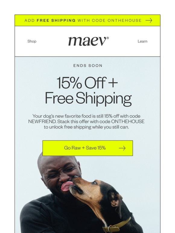 Maev: 15% off + free shipping = a happier, healthier dog | Milled