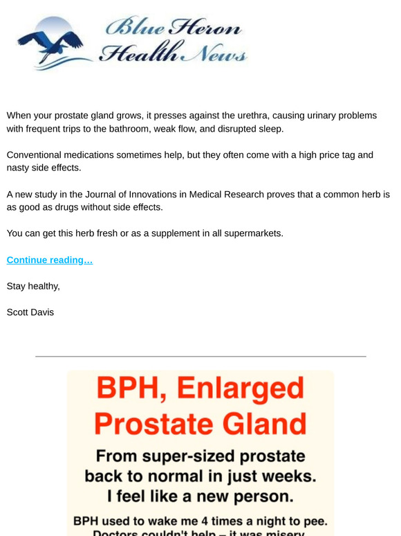 Blue Heron Health News: Enlarged Prostate? This grass is better than ...