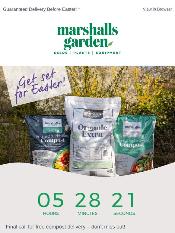 Marshalls Seeds: Free Delivery Ends In Less Than 6 Hours, Gardener ...