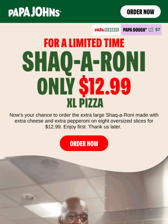 Papa Johns: Shaq told us to bring back the Shaq-a-Roni... | Milled
