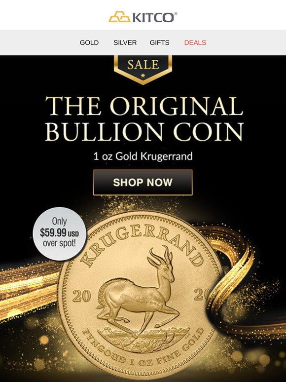 Kitco Metals: 🏷️ Special Offer: 1 oz Gold Krugerrands Under $60 Over ...