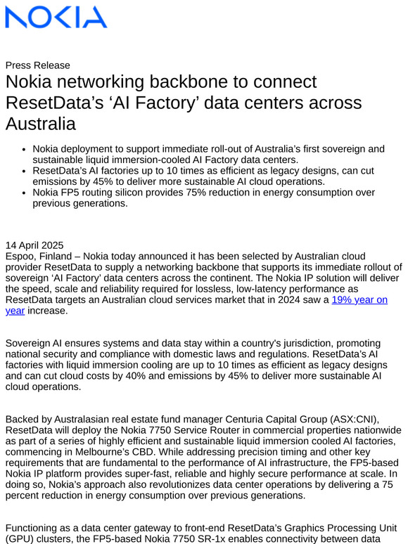 Withings: Nokia networking backbone to connect ResetData’s ‘AI Factory ...