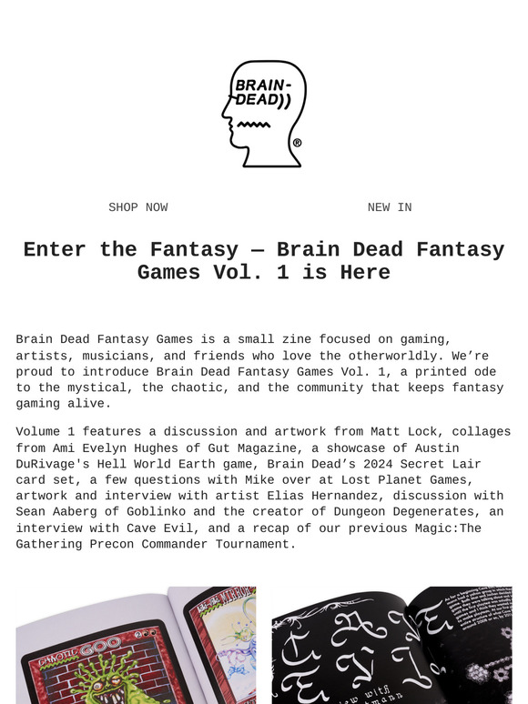 Brain Dead: Enter the Fantasy — Brain Dead Fantasy Games Vol. 1 is Here ...