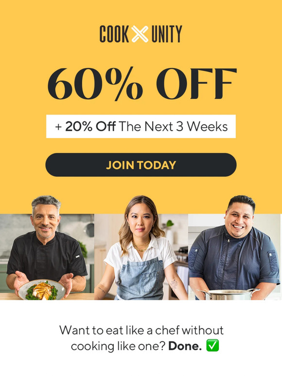 Cook Unity: Any diet. Every craving. All 60% off. | Milled