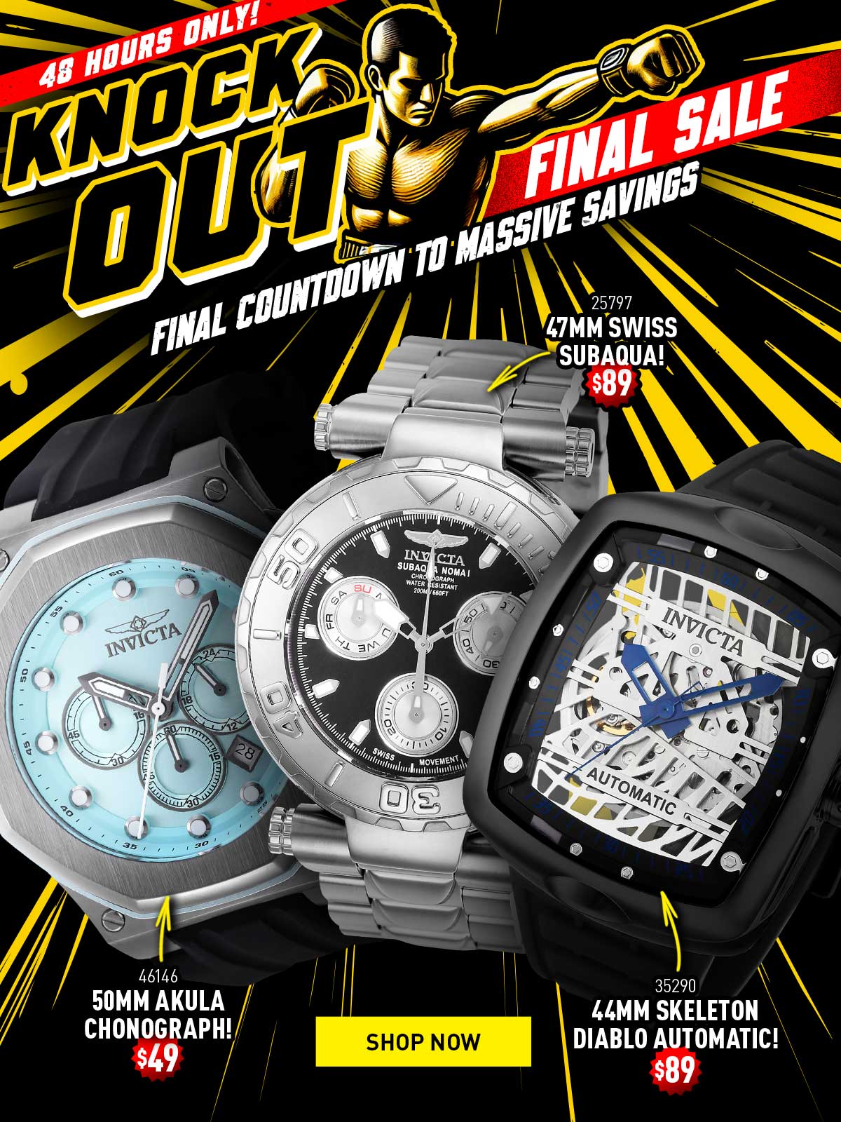 Invicta: KNOCK OUT Final Sale 👊💥 MASSIVE Savings Are ON ️🤑 | Milled