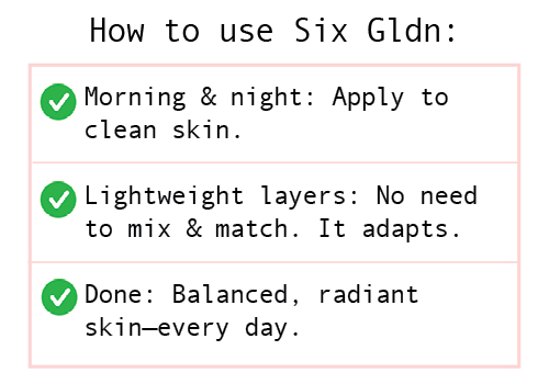 Six Gldn: Your skin changes. This routine keeps up. | Milled