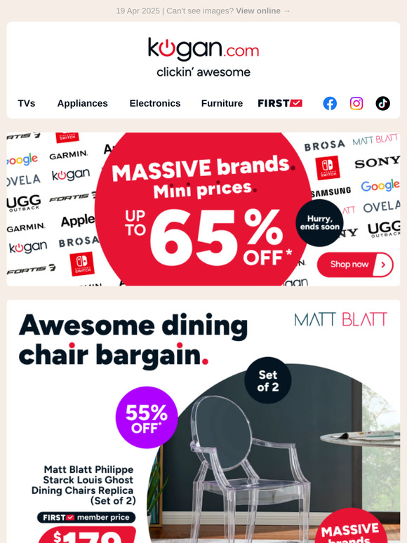 Kogan: —, your new dining chair set is inside (and it's cheaper than ...