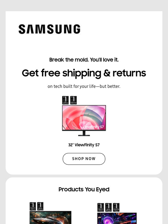 Samsung: Free shipping | See displays recommended for you | Milled