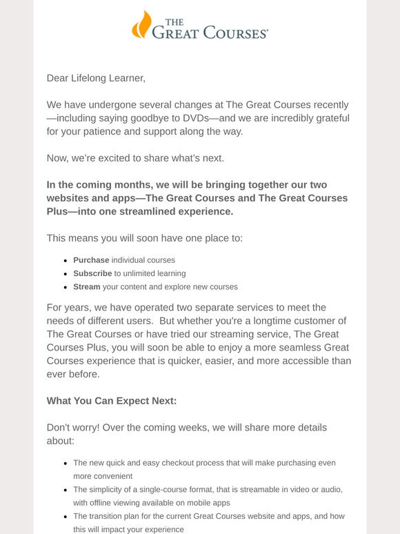 The Great Courses: Big Changes, Better Experience: All Your Courses in ...