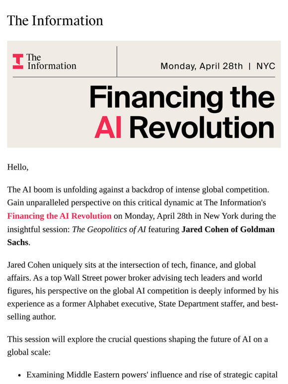 The Information: The Geopolitics of AI: Insights from Jared Cohen ...