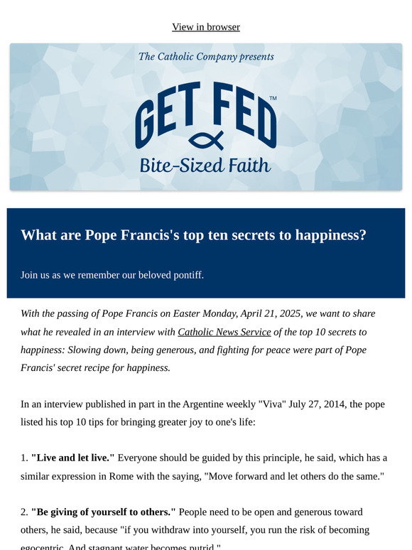 The Catholic Company: What are Pope Francis's top ten secrets to ...