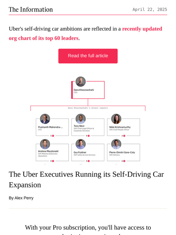 The Information: The Uber Executives Running its Self-Driving Car ...