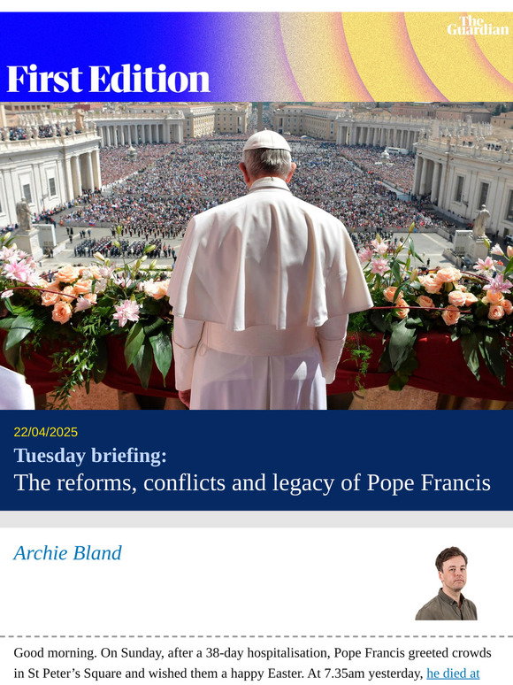 The Guardian: 'A pope of his time' | First Edition from the Guardian ...