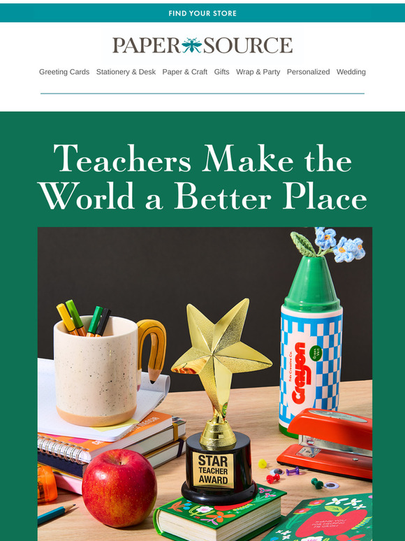 Paper Source: Teachers Make the World a Better Place 🍎 | Milled