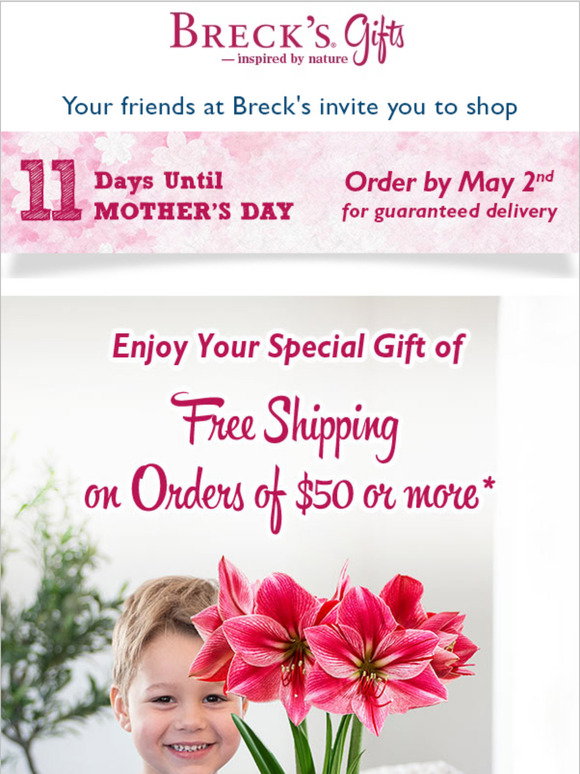 Breck's: Free shipping on garden-inspired gifts for Mother’s Day | Milled