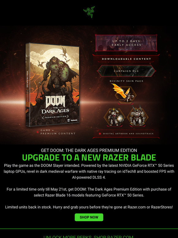Razer: 💀Unlock DOOM: The Dark Ages Premium Edition | Milled