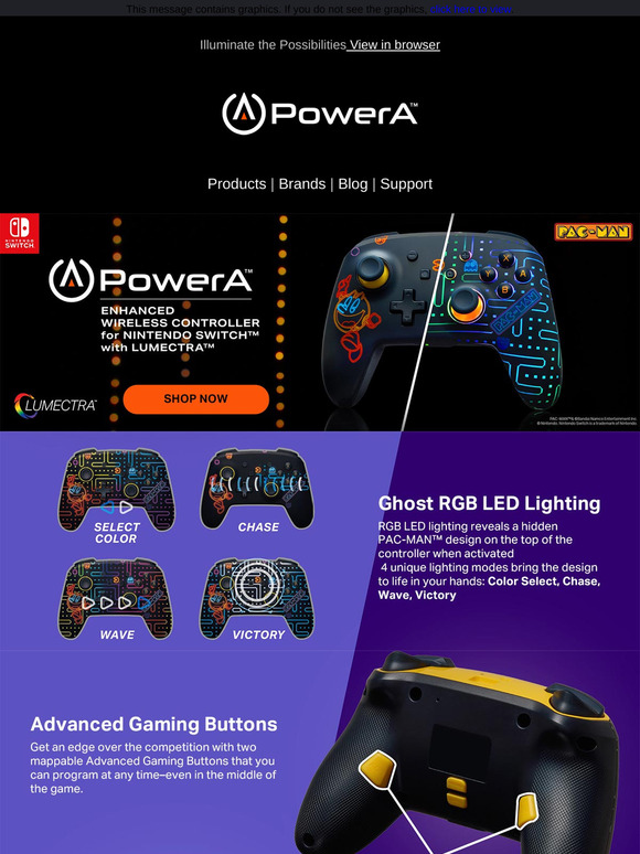PowerA: PAC-MAN Neon Arcade Wireless Controller for Nintendo Switch ...