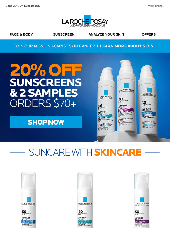 La Roche-Posay: 20% Off Sunscreens for Your Sunny Day's Ahead | Milled
