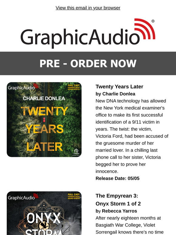 GraphicAudio: SNEAK PEEK: May Releases including Twenty Years Later ...